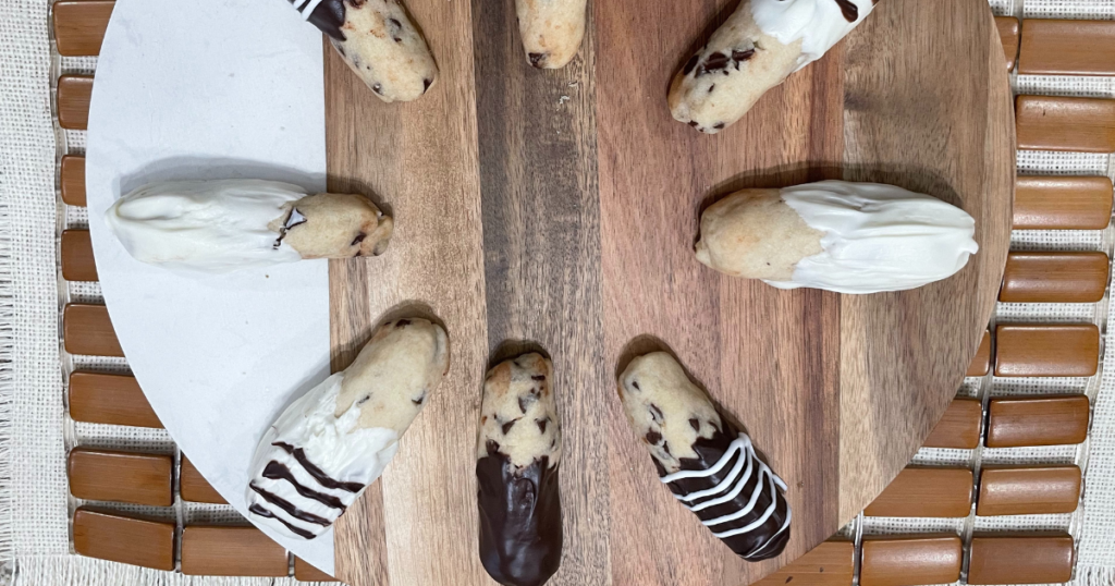 Chocolate chip shortbread logs - Its The Simple Things